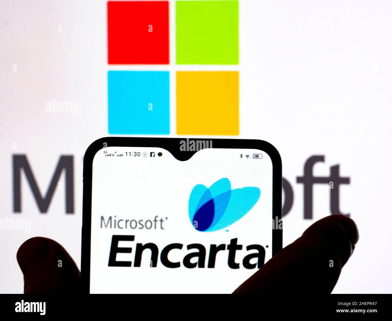 In this photo illustration, the Microsoft Encarta logo is seen ...