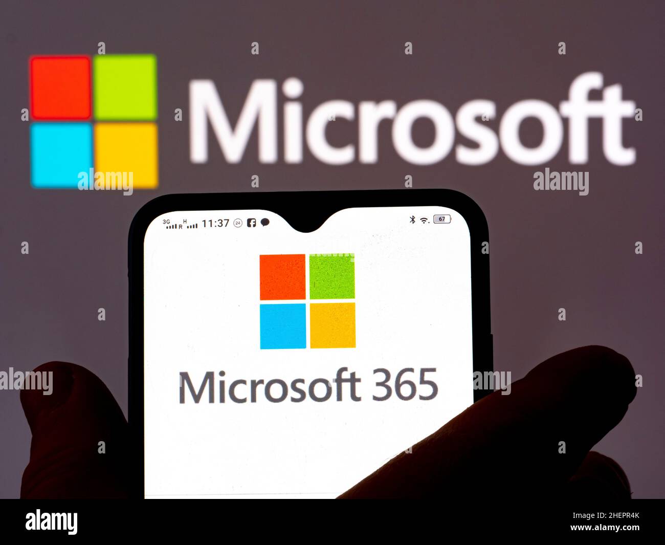 In this photo illustration, the Microsoft 365 logo is seen displayed on ...