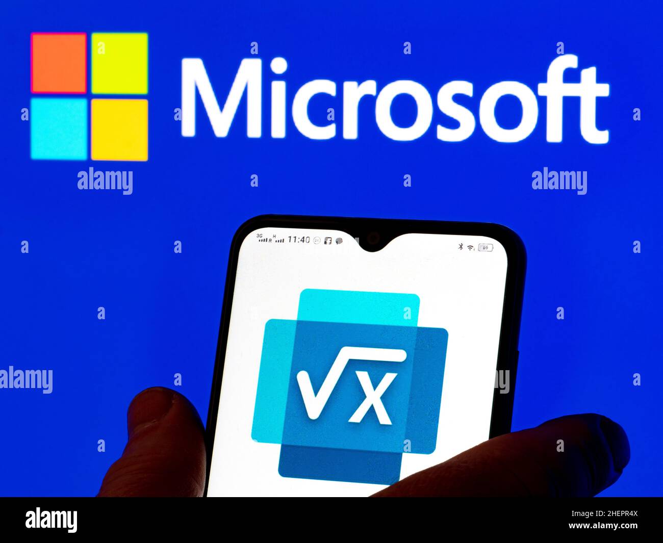 In this photo illustration, the Microsoft Math logo is seen displayed ...