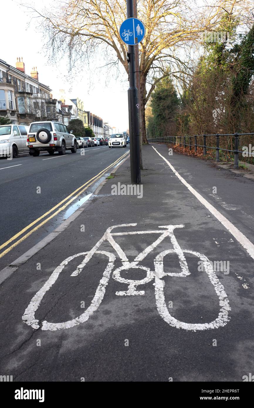Obstructed cycle lane in Bristol, UK Stock Photo - Alamy