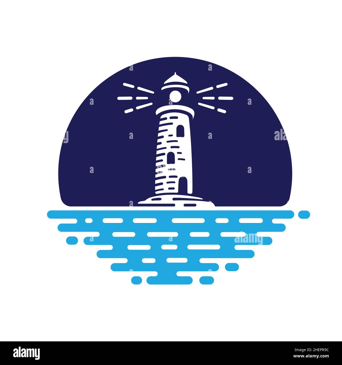 Blue lighthouse logo design. Vector and illustration Stock Vector Image ...