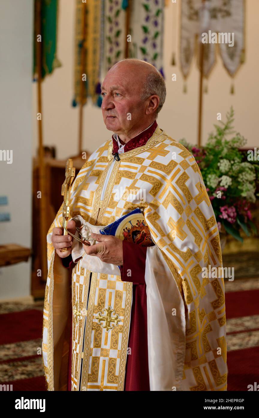 Dolyna, Ukraine June 28, 2021: priest of the Ukrainian Orthodox Church ...