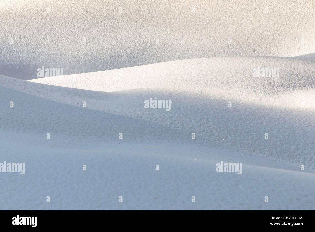 pattern of snow in the Sequoia national park with soft curves Stock ...