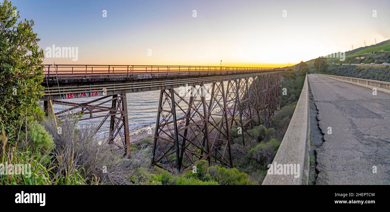 old railway bridge near Goleta on Highway no 1 in California, USA Stock ...