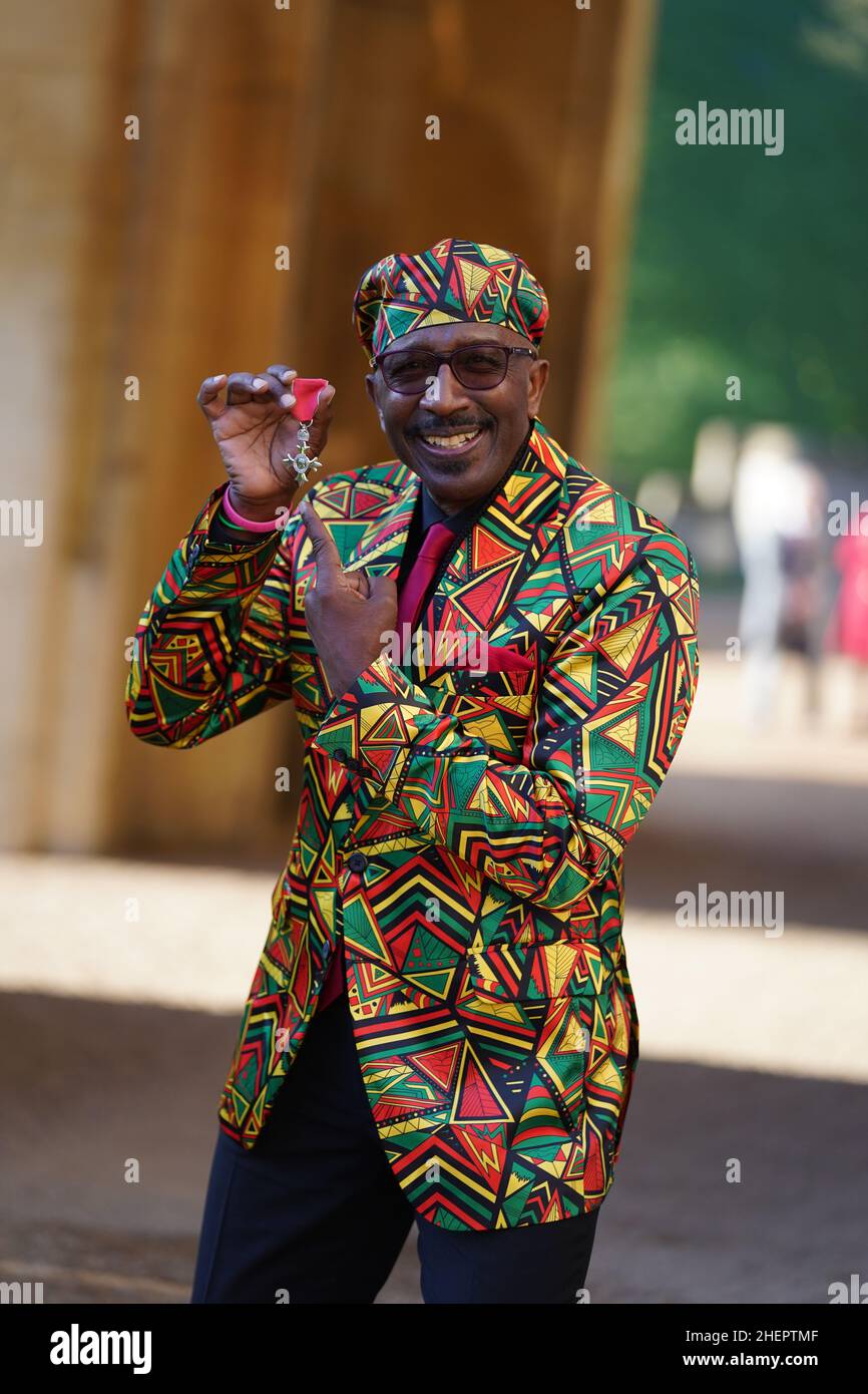 Fitness guru Derrick Evans after receiving an MBE during an investiture ...
