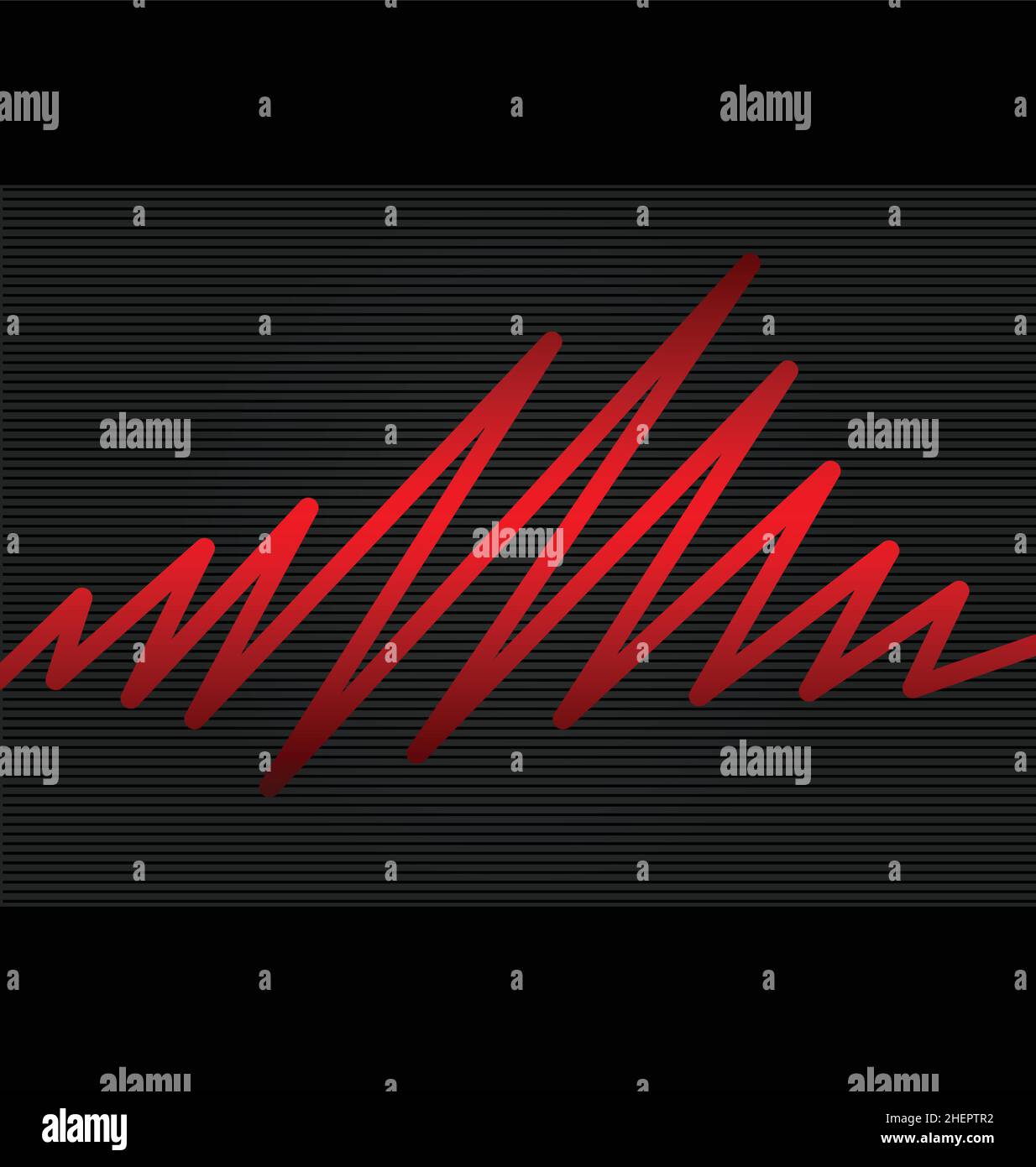 Stylized red sonic wave soundwave design vector on black background ...