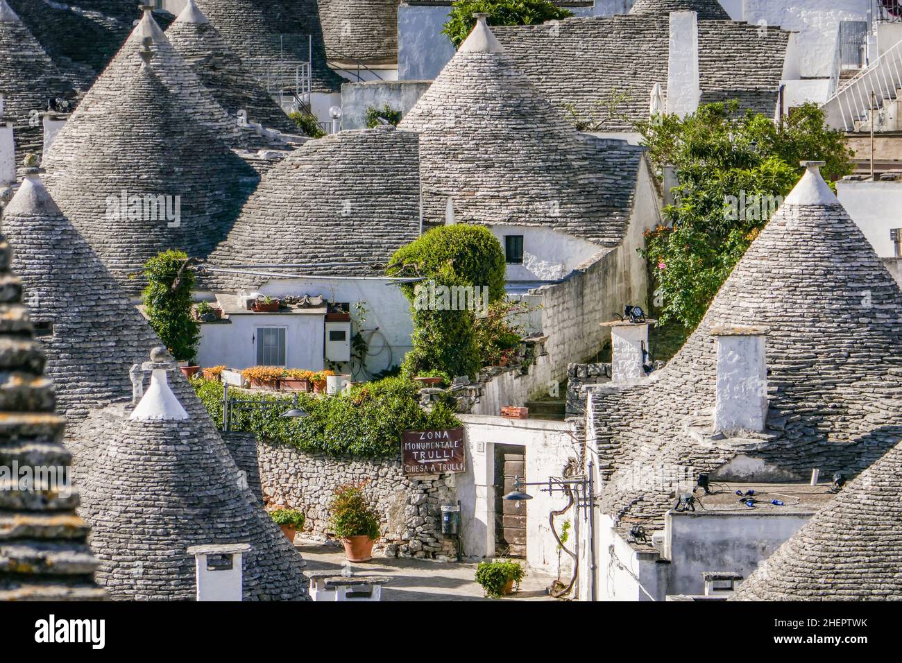 The traditional Trulli houses in Alberobello city, Apulia, Italy Stock ...