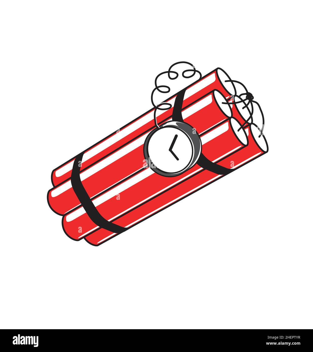 cartoon style bundle of dynamite sticks bomb explosive with clock timer ...