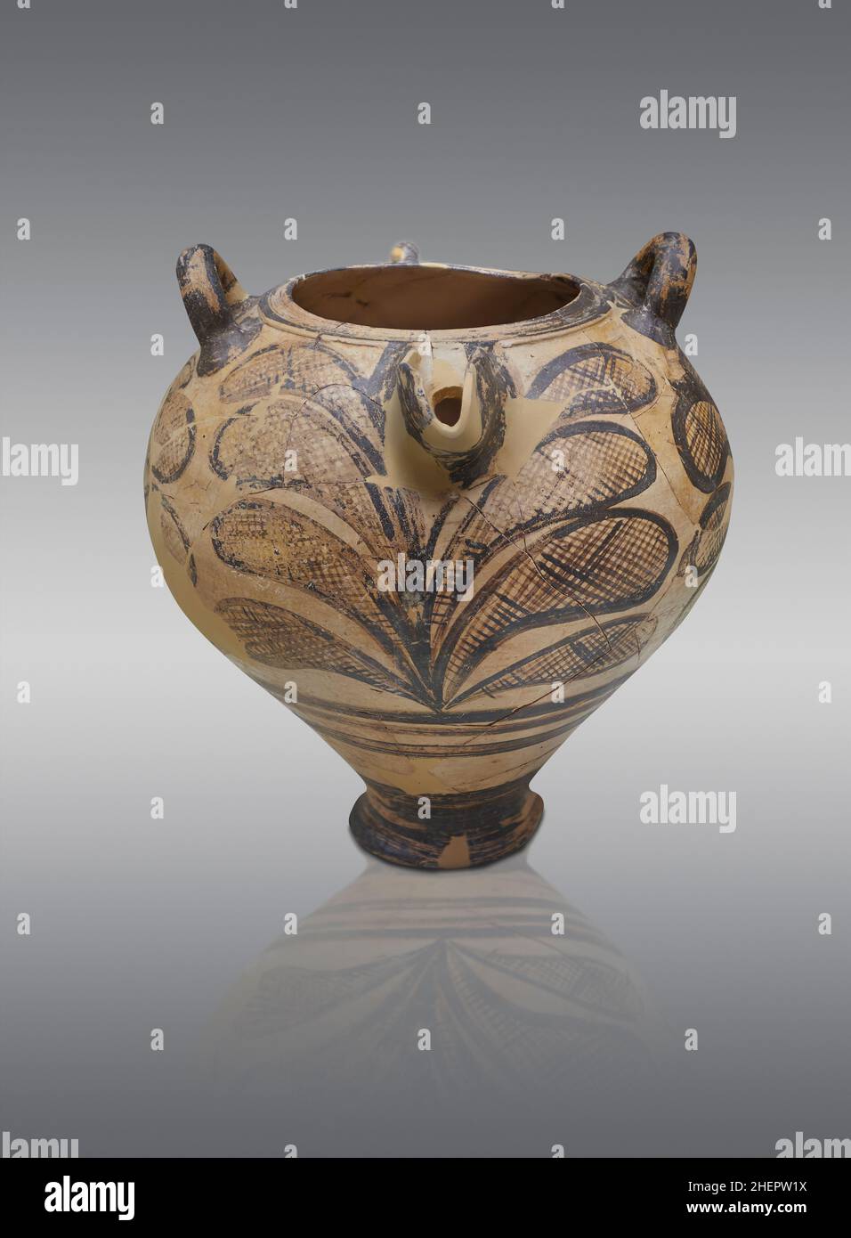 Mycenaean pottery hole mouthed jar with floral design, 1500 - 1450 BC ...