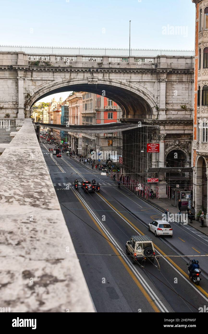 Elevated view of Via XX Settembre, one of the main road of the regional ...