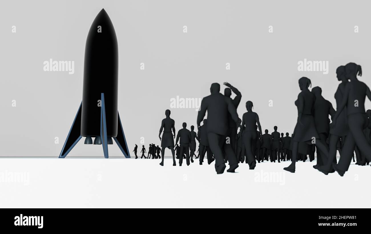 people set off into space (3d rendering Stock Photo - Alamy