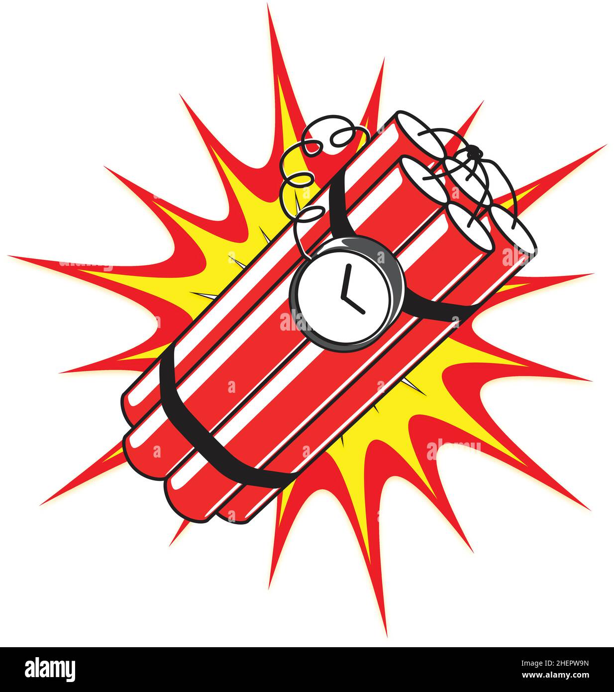 cartoon style bundle of dynamite sticks bomb explosive with clock timer ...