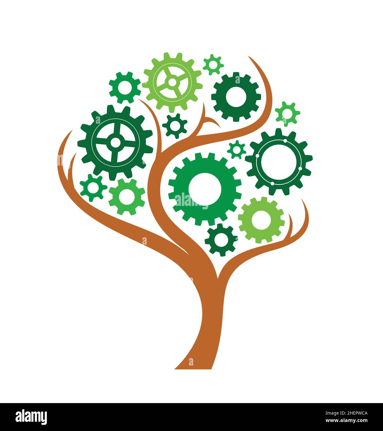 gear tree icon symbol isolated on white background vector illustration ...