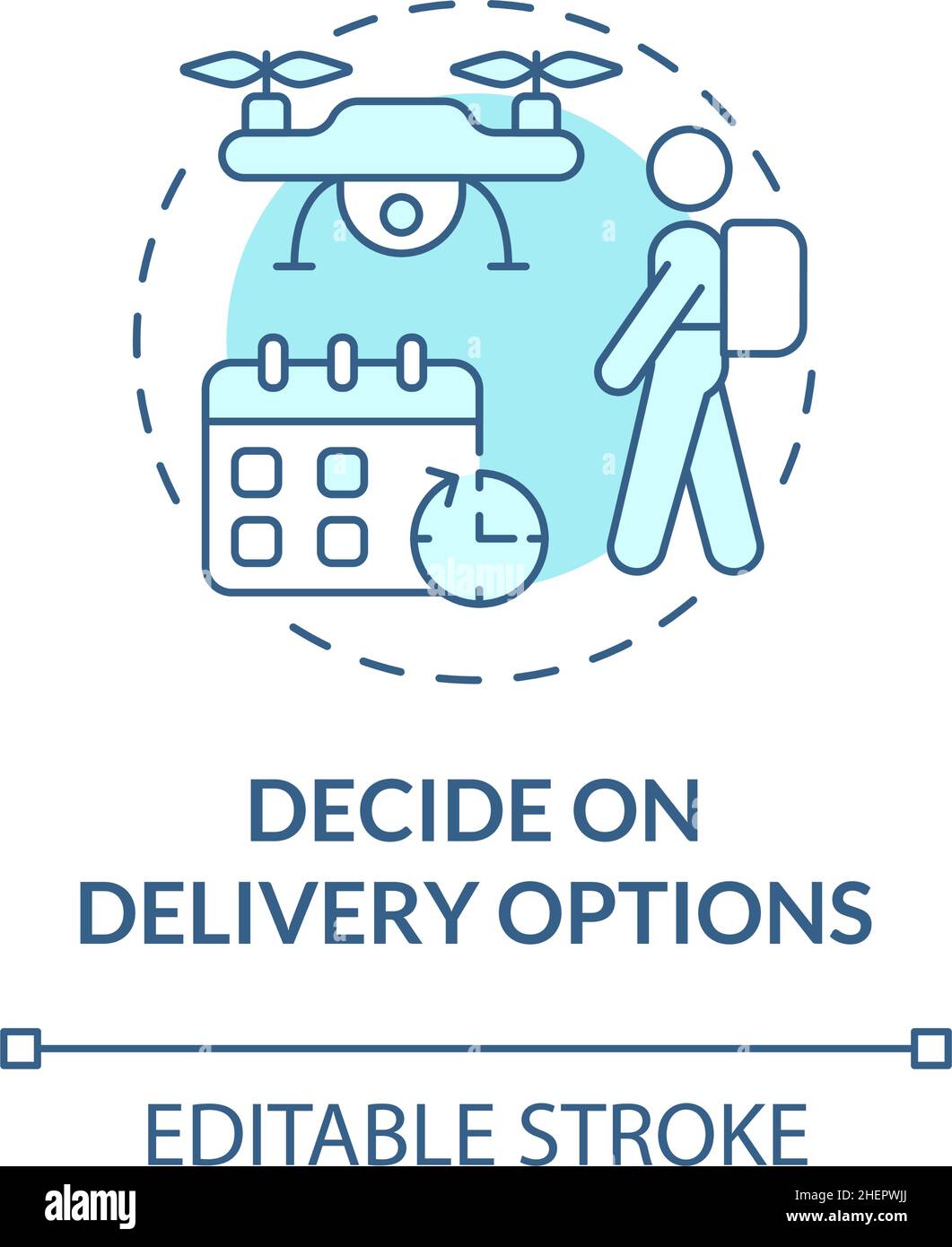 Decide on delivery options turquoise concept icon Stock Vector Image ...