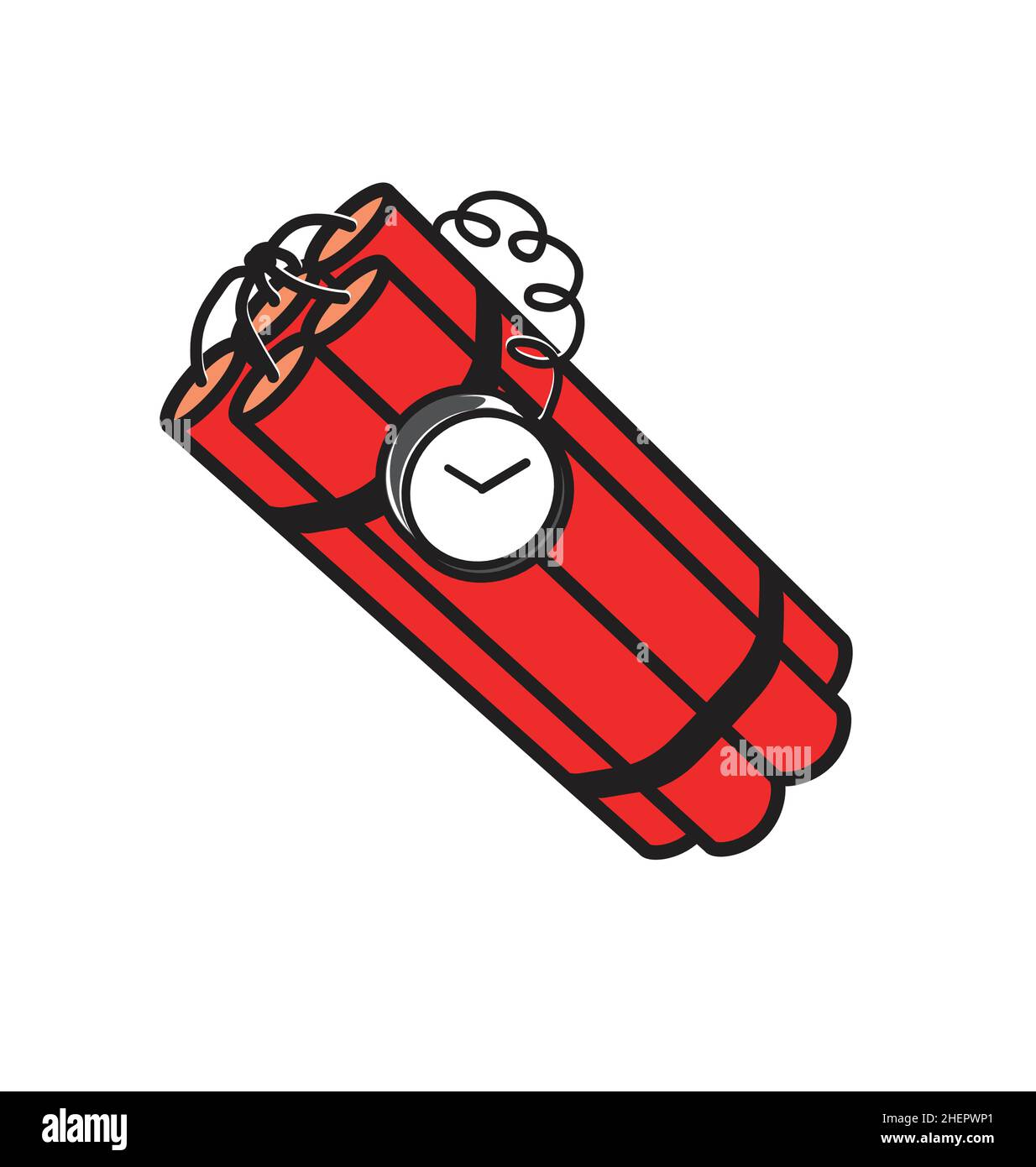 cartoon style bundle of dynamite sticks bomb explosive with clock timer ...