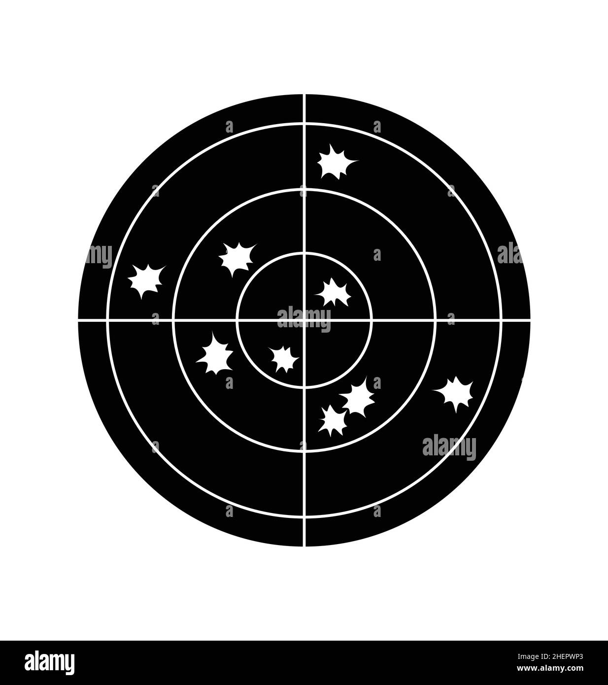 simple black shooting target white lines with bullet holes vector ...