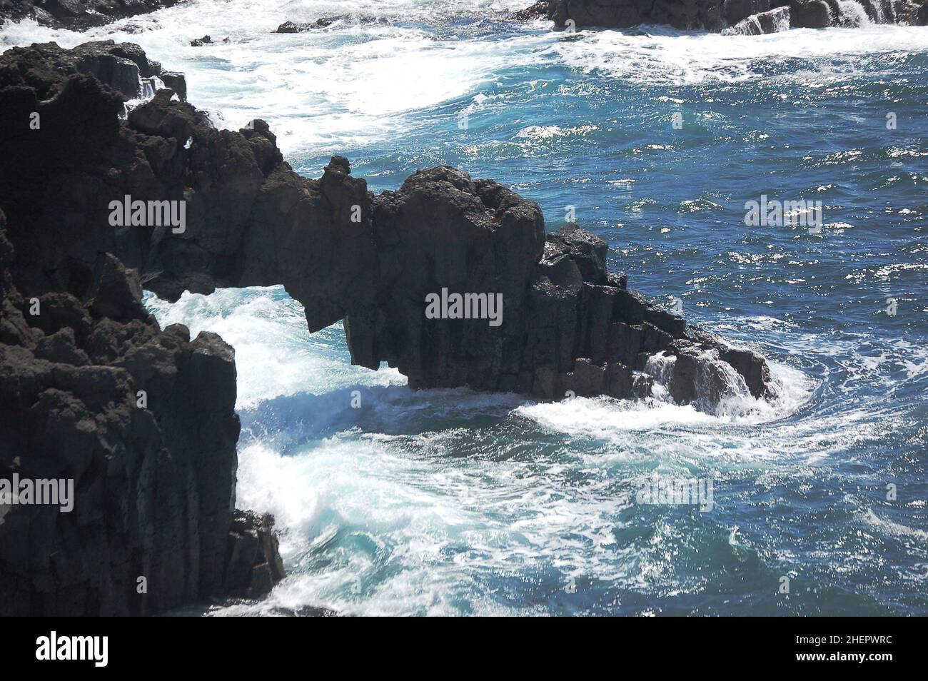 Volcanic landscape on La Palma - lava flows poured into the sea, La ...