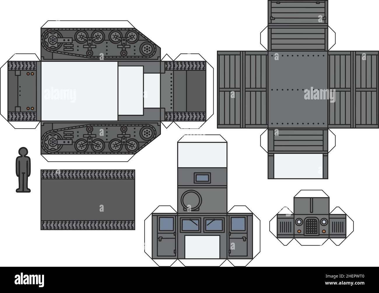 The paper model of a vintage gray artillery tractor Stock Vector Image ...