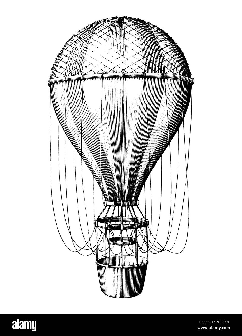 Vintage balloon hand draw vintage engraving style black and white ...