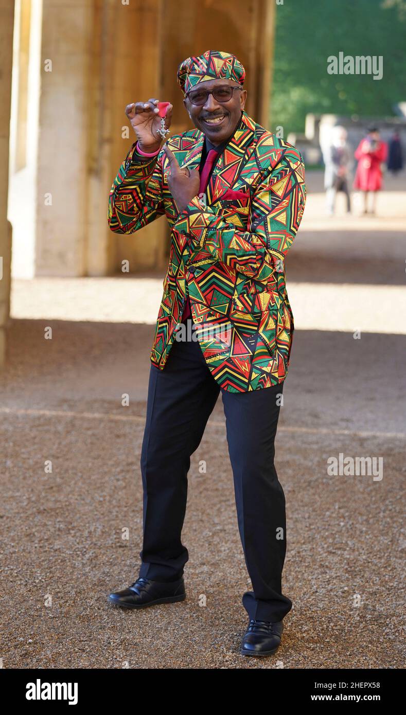 Fitness guru Derrick Evans after receiving an MBE during an investiture ...