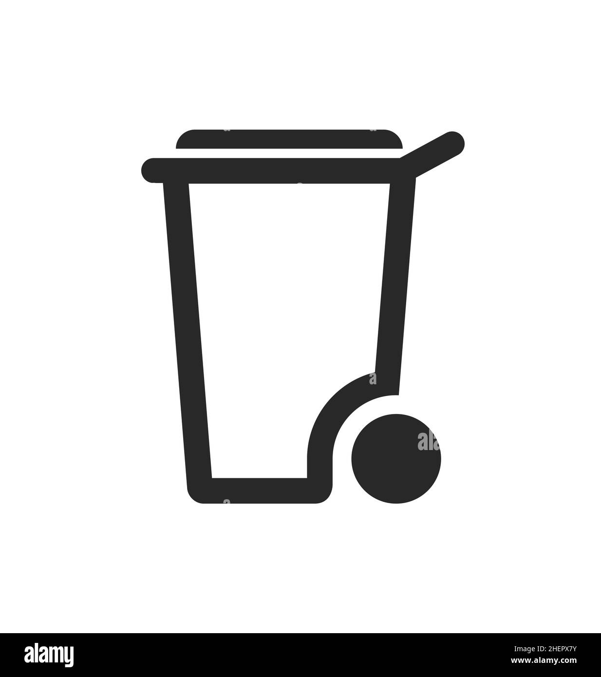 simple wheelie trash garbage bin outline symbol logo isolated vector on ...
