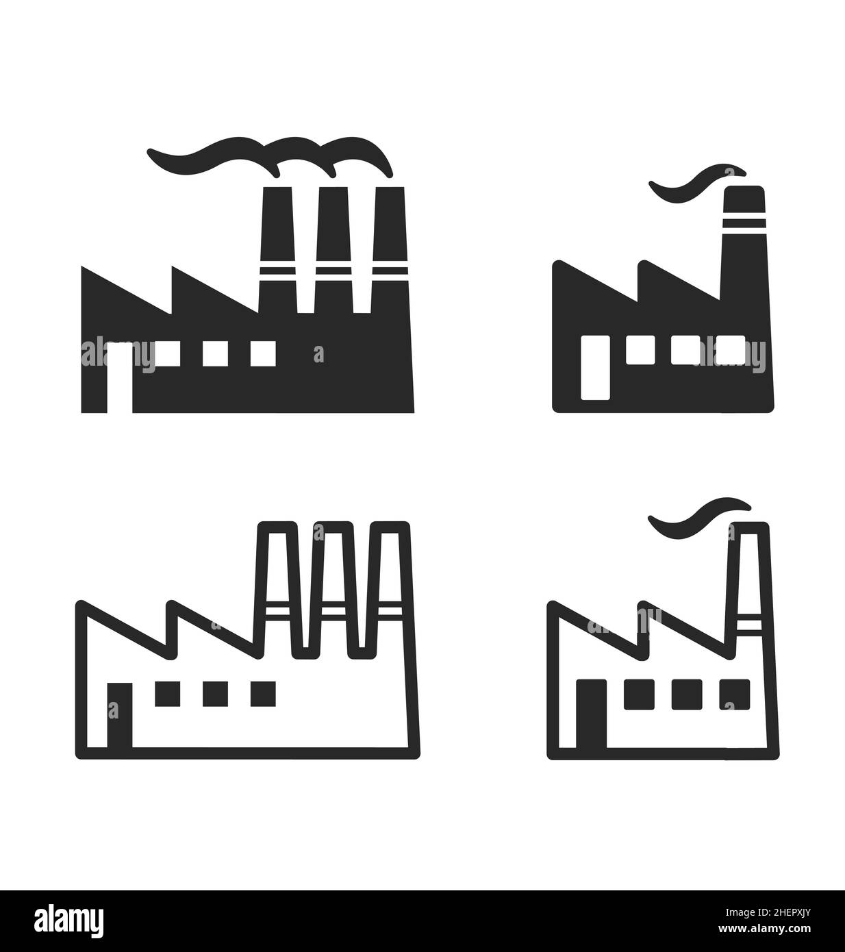 simple industrial factory logos symbols icons silhouette simple outline ...