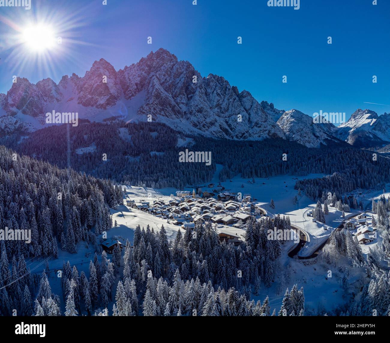 Sappada and its mountains from above. Inveron of magic Stock Photo - Alamy