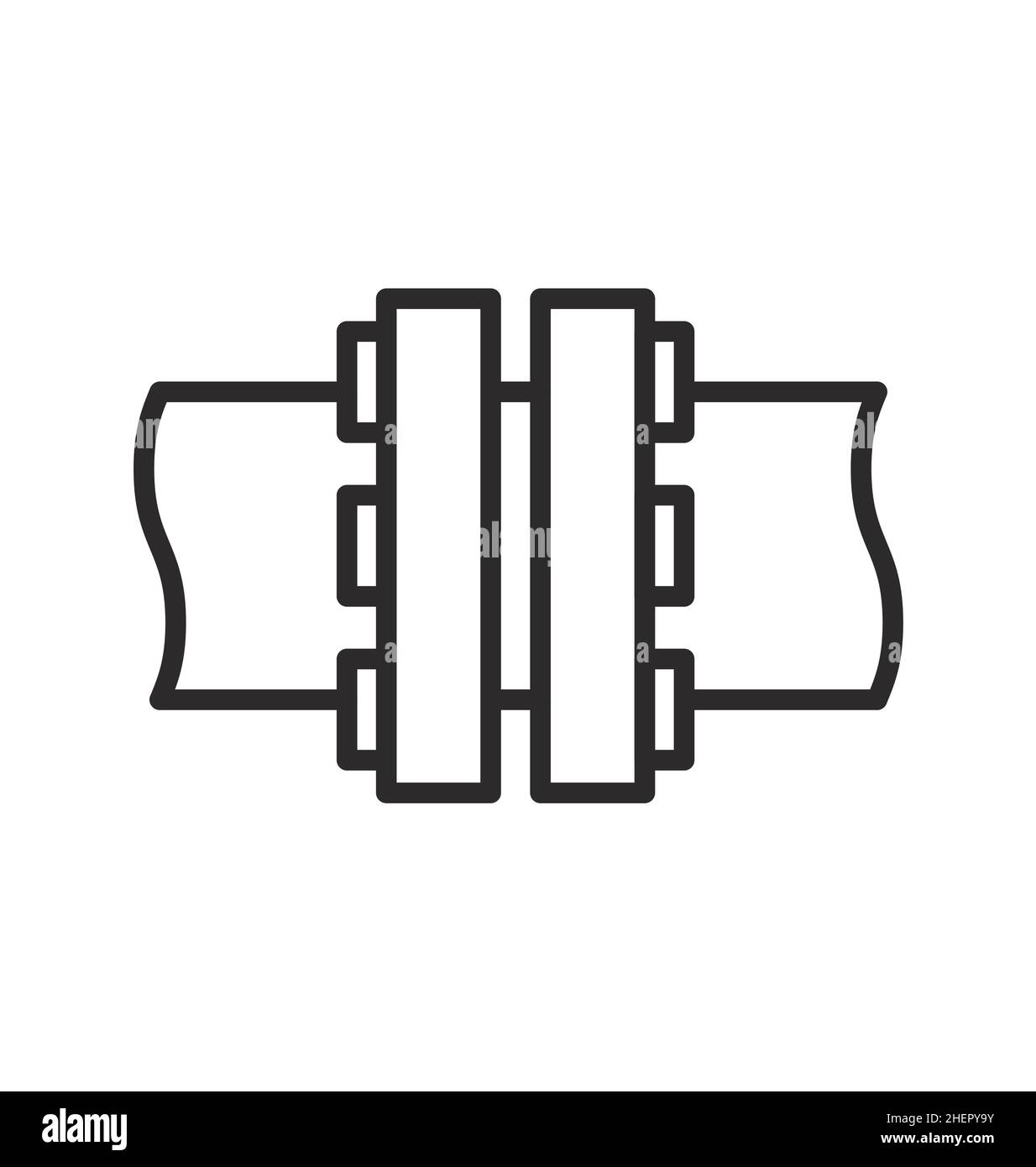 industrial flange connection technical symbol icon line tech drawing ...