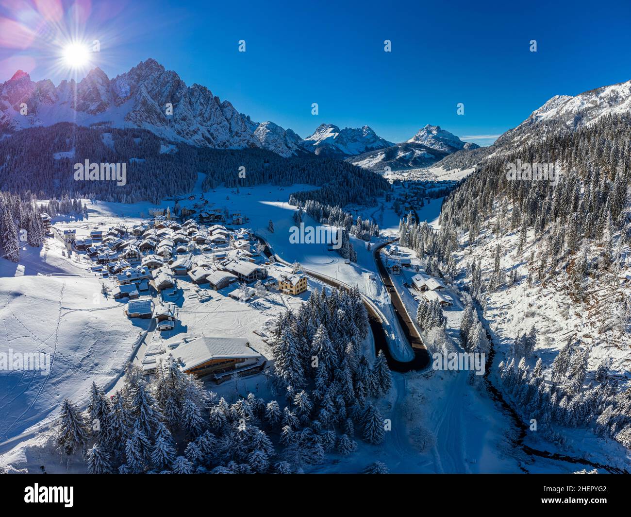 Sappada and its mountains from above. Inveron of magic Stock Photo - Alamy