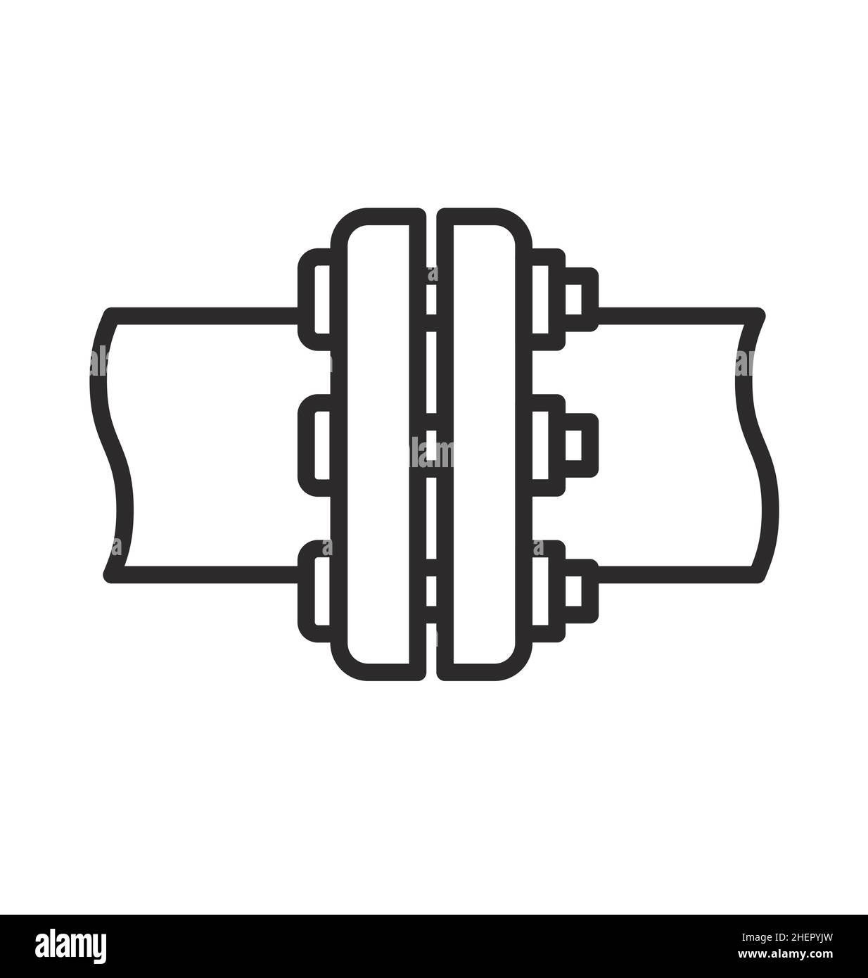 industrial flange connection technical symbol icon line tech drawing ...