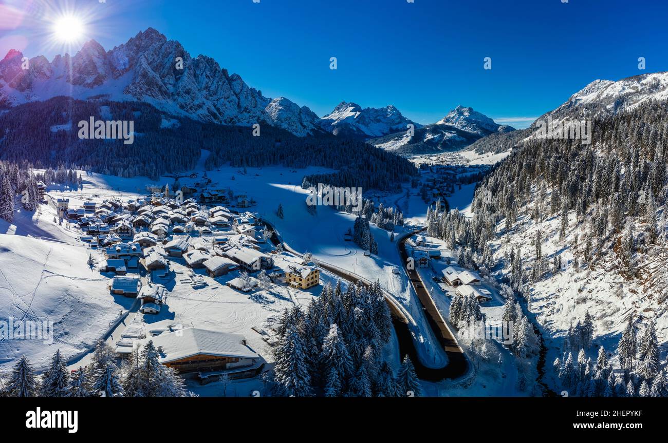 Sappada and its mountains from above. Inveron of magic Stock Photo - Alamy