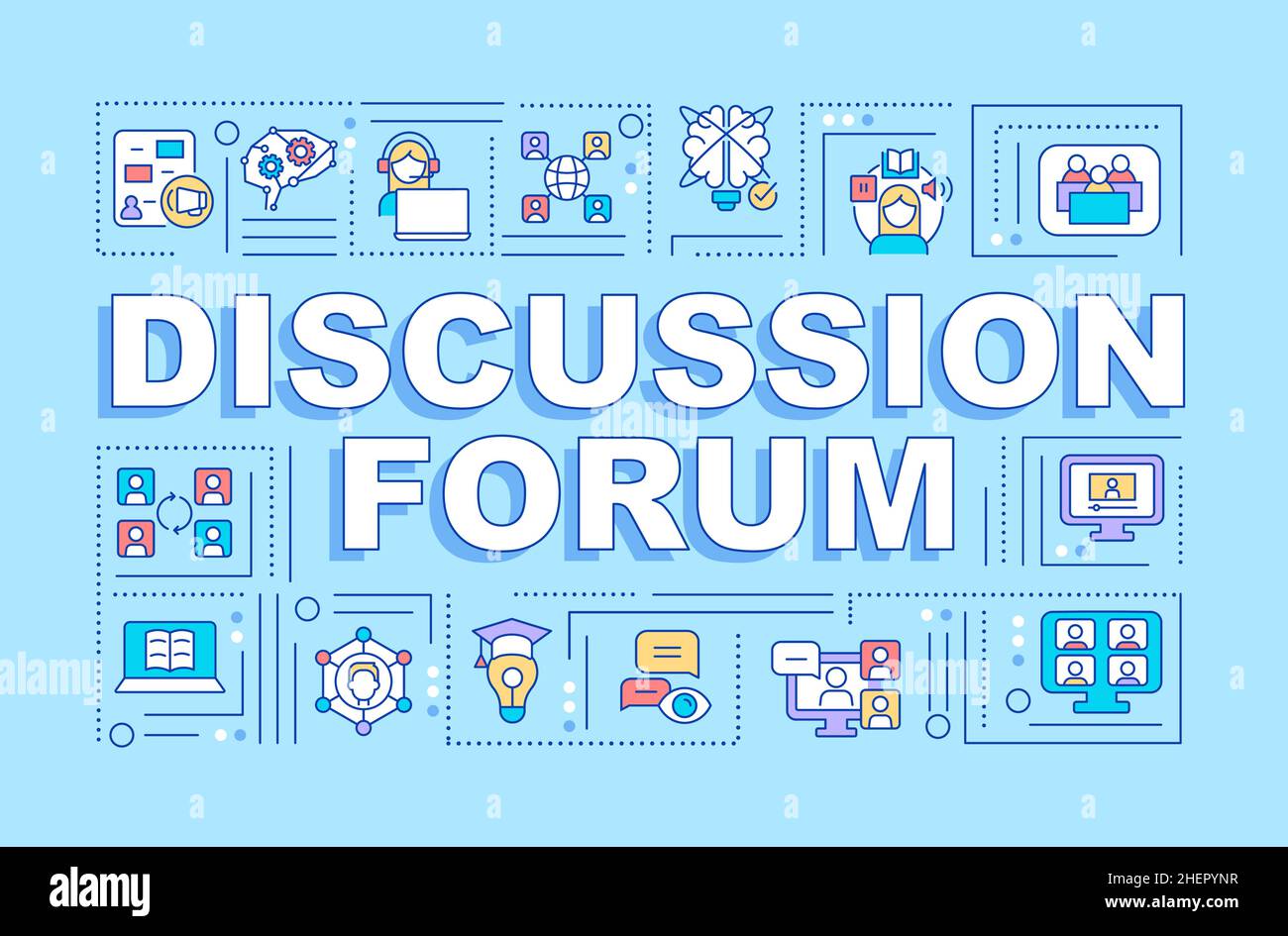 Discussion forum word concepts blue banner Stock Vector Image & Art - Alamy