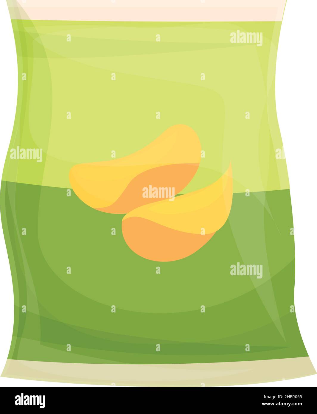 Chips with herbs icon cartoon vector. Green pack. Cream nacho Stock ...