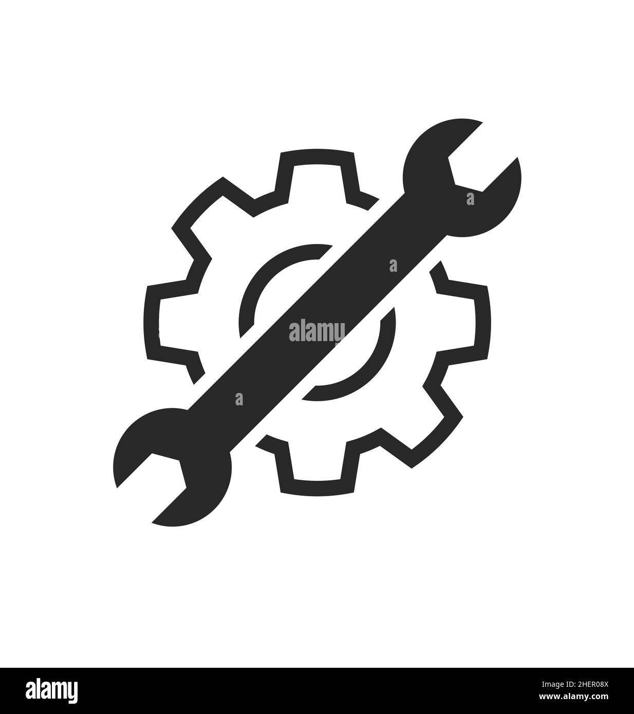 spanner and gear settings service icon logo symbol vector isolated on ...