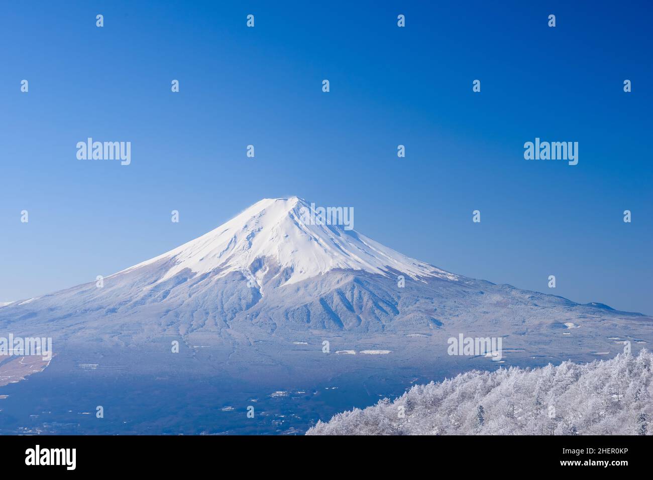 Mount Fuji And Blue Sky After Snowfall Stock Photo - Alamy