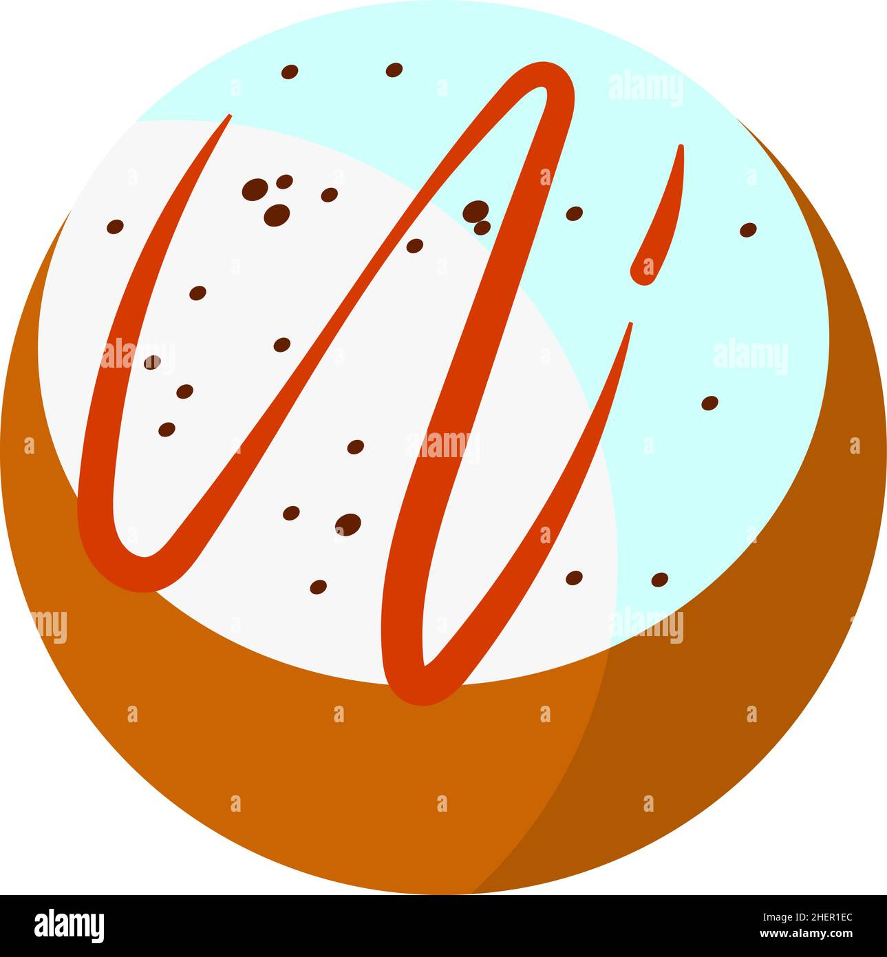 Chocolate cookie icon with white frosting and caramel drip Stock Vector ...
