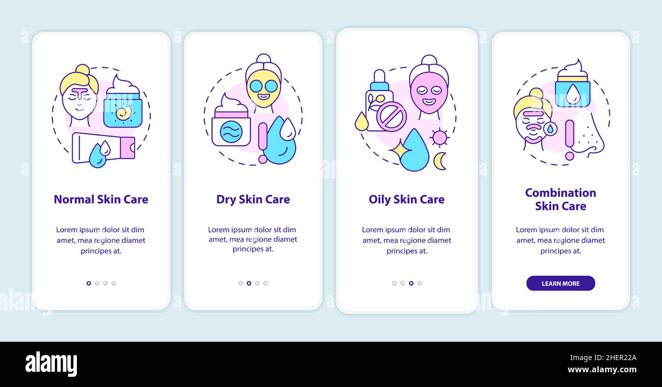 Skin types care onboarding mobile app screen Stock Vector Image & Art ...