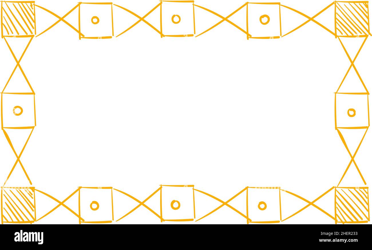 Doodle frame. Square shape with cute geometric pattern border Stock ...