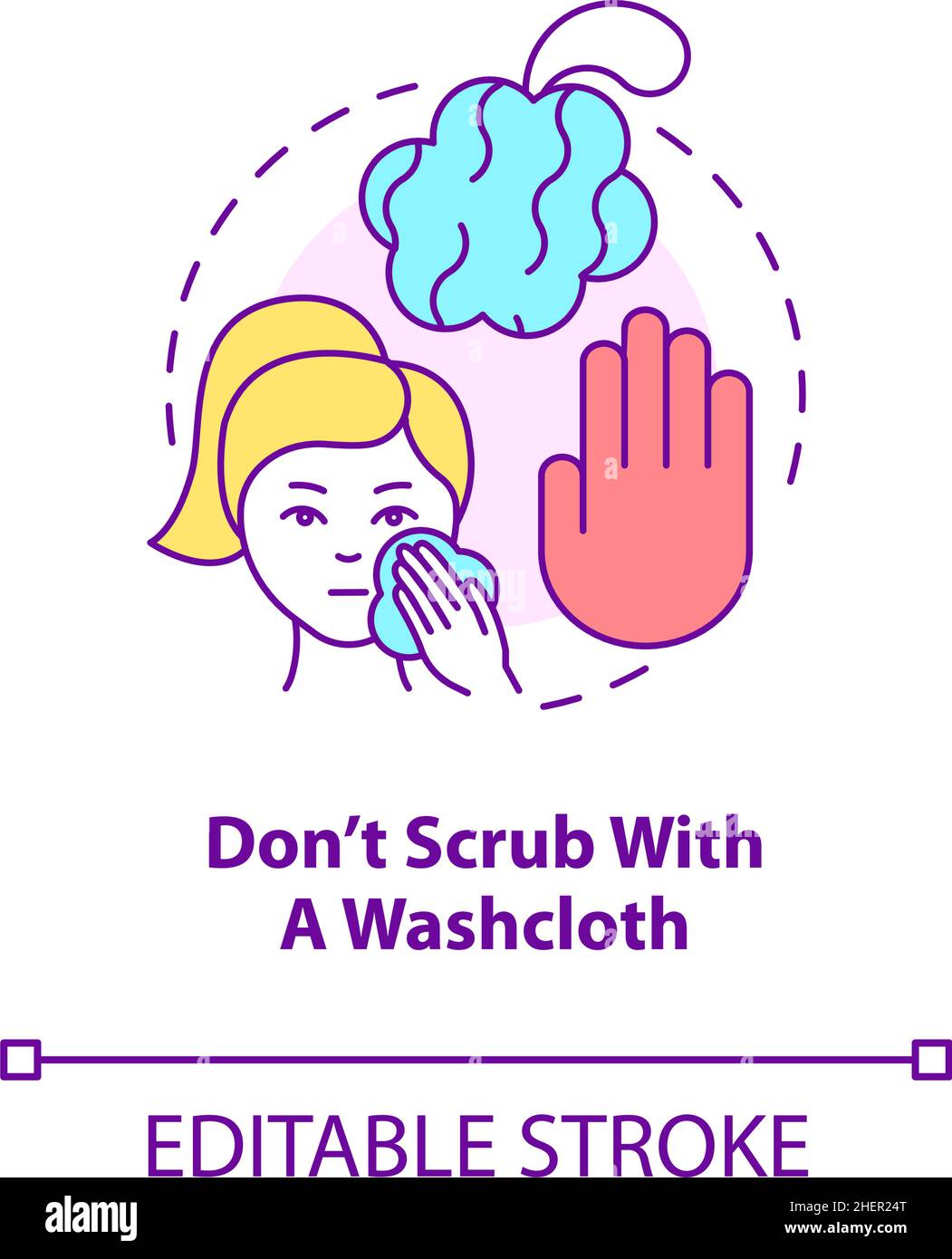 Dont scrub with washcloth concept icon Stock Vector Image & Art - Alamy