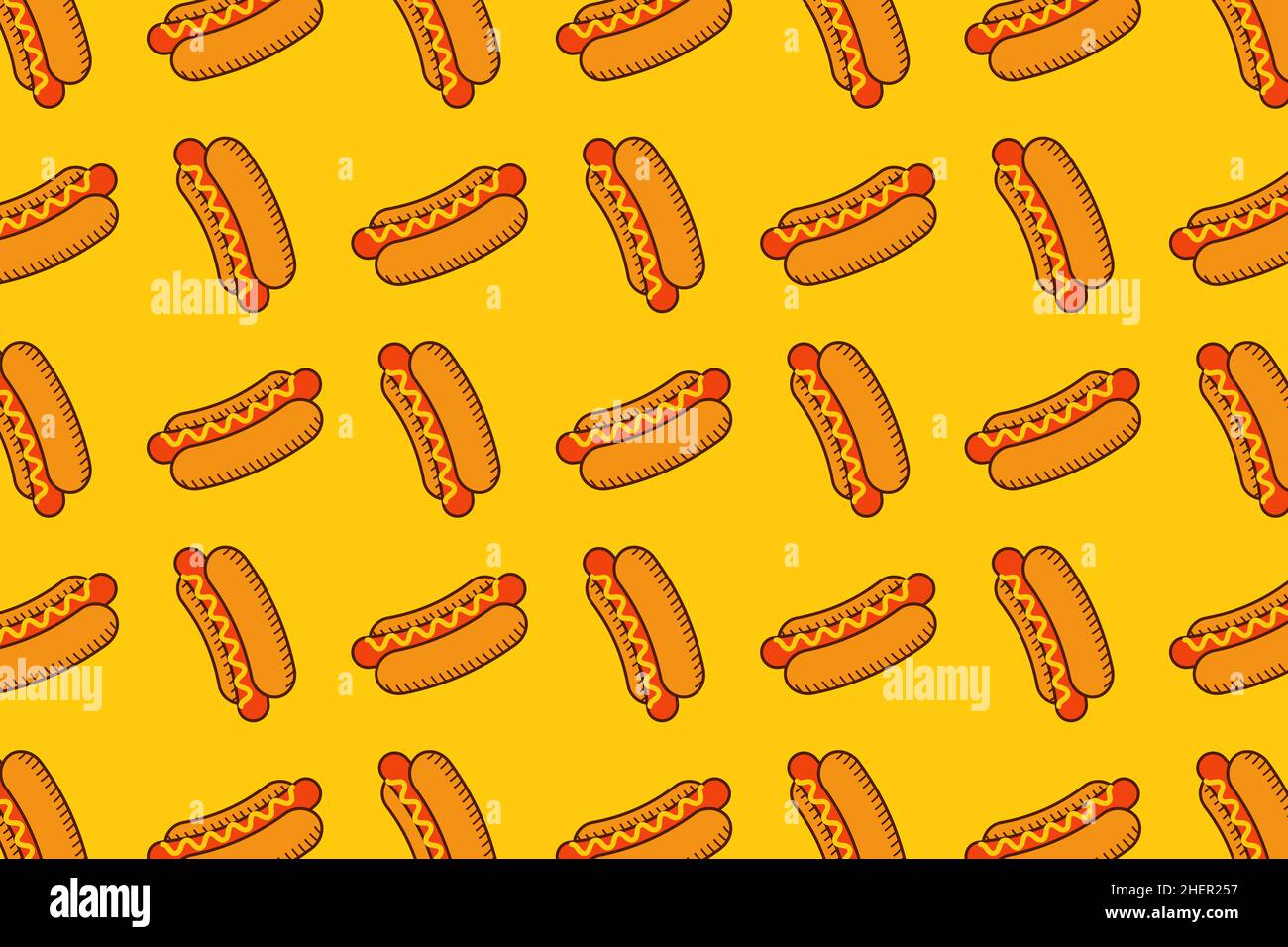 Hot dog seamless pattern on yellow background Stock Vector Image & Art ...