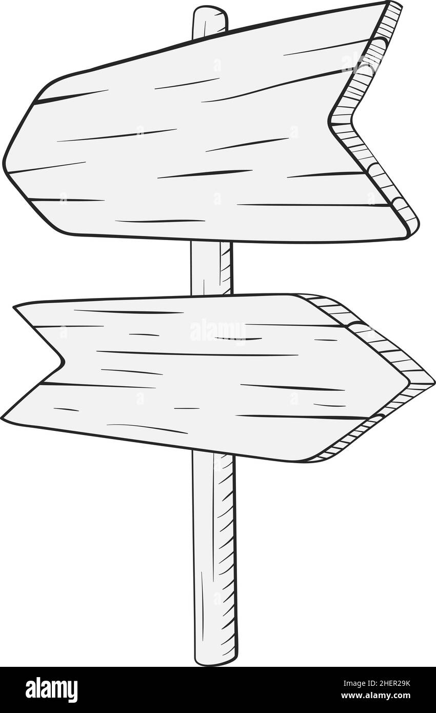 Blank direction pointers. Wooden arrows signpost in linear style Stock ...