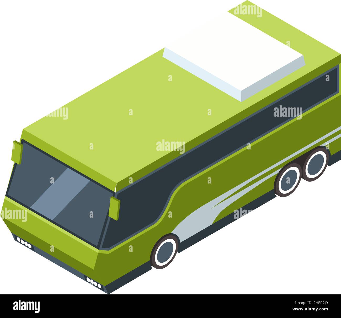 Green public bus. Isometric transport for traveling passengers Stock ...