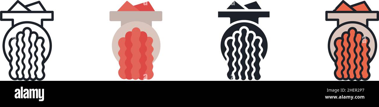 Mince icon. Mincemeat forcemeat minced meat. Linear flat color icons ...