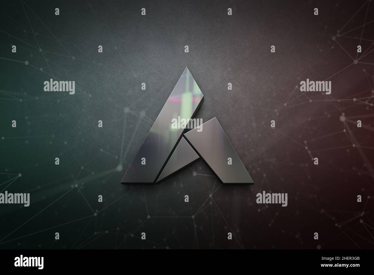 3D rendering ardor cryptocurrency coin on colorful background ...