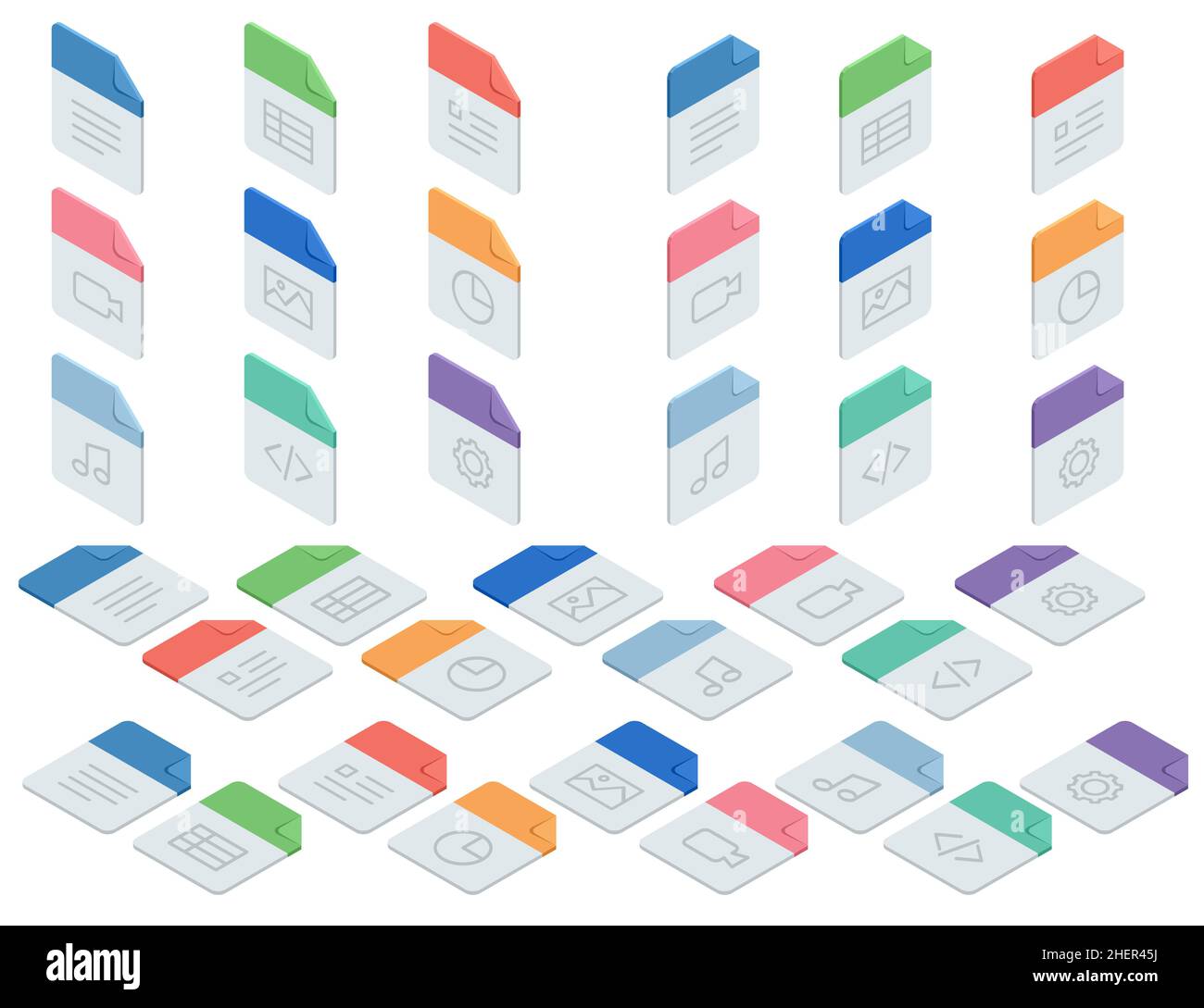Isometric big set of document flow management. Documents icon set for ...