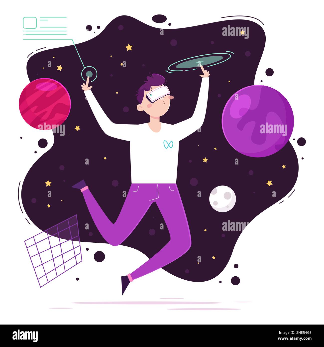Hand drawn flat design metaverse illustration Vector illustration Stock ...
