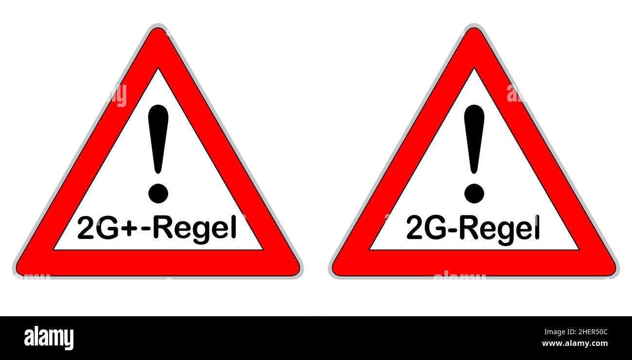 Two German signs and Corona 2G-Rule and 2G+-Rule Stock Photo - Alamy