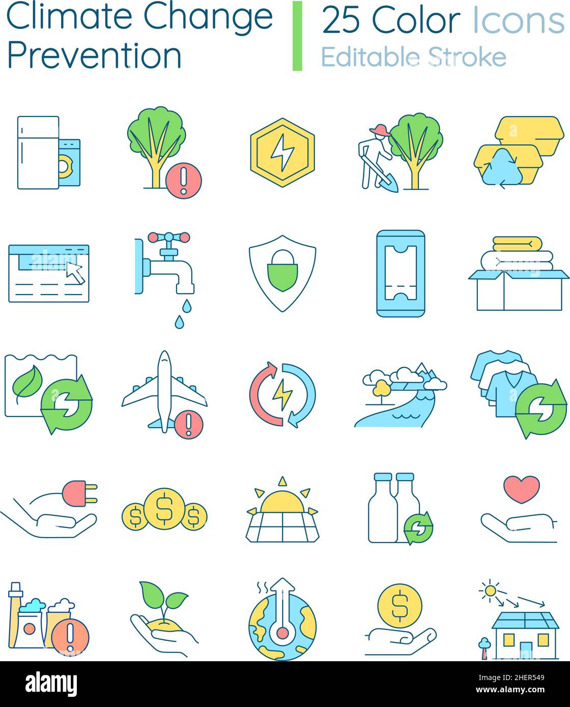 Climate change prevention RGB color icons set Stock Vector Image & Art ...