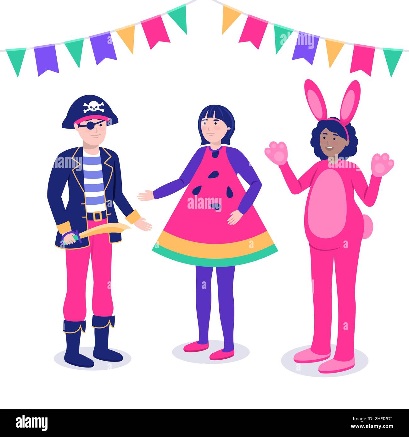 Flat carnival costumes set Vector illustration Stock Vector Image & Art ...