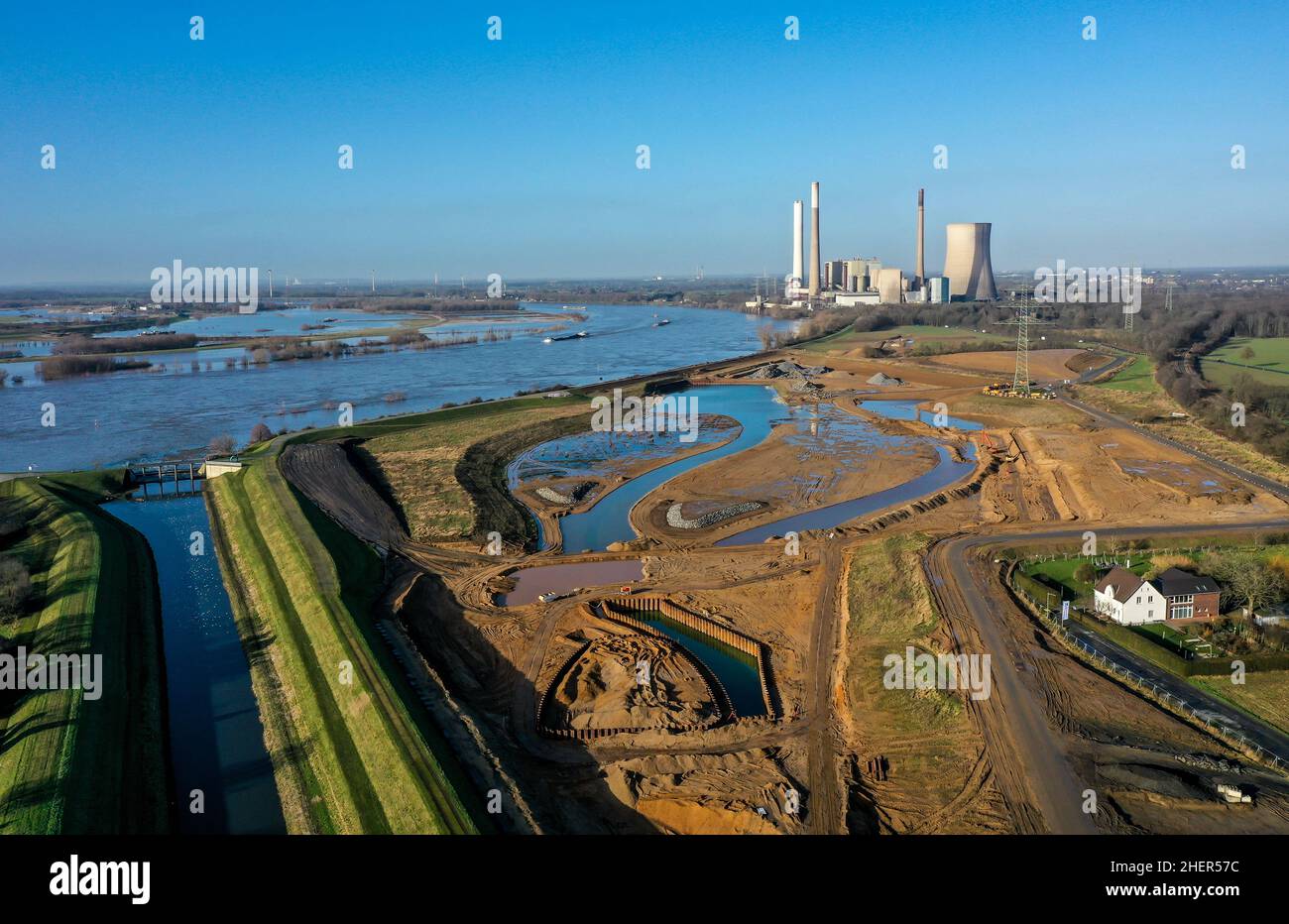 Dinslaken, North Rhine-Westphalia, Germany - Emscher river mouth into ...